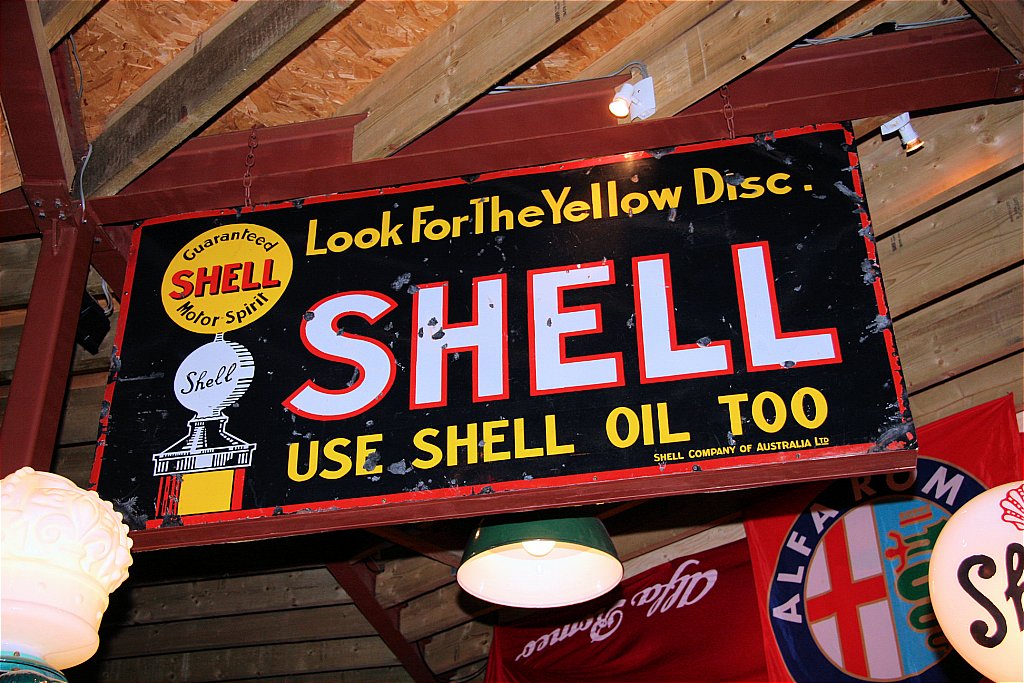 Enamel Signs | Petrol Pumps | Petroliana | Automobilia | SHELL YELLOW DISK