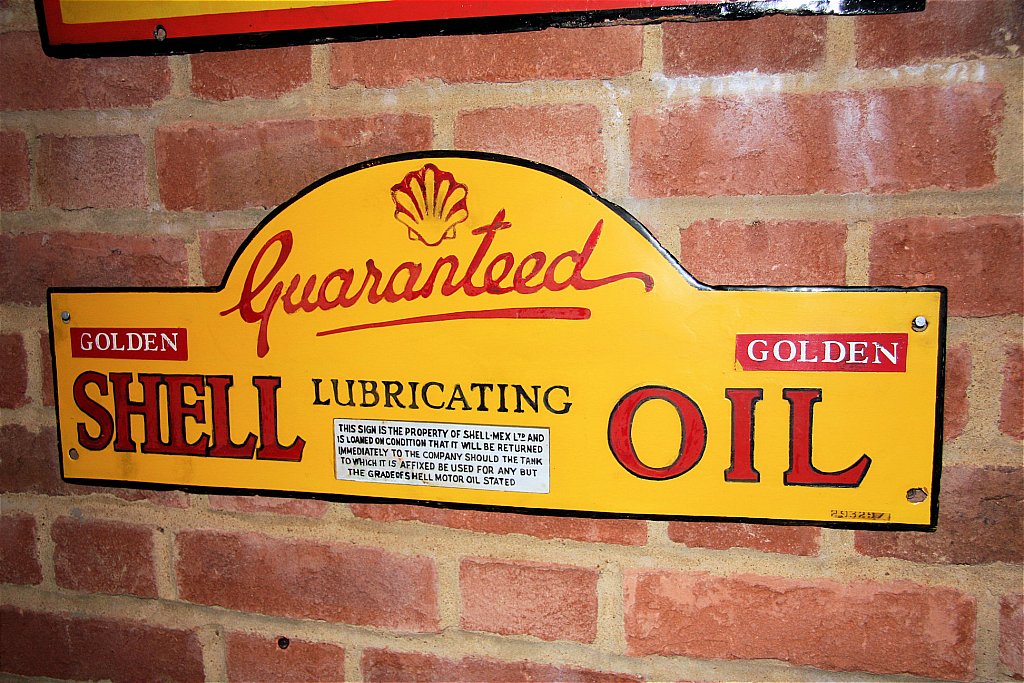 Enamel Signs | Petrol Pumps | Petroliana | Automobilia | SHELL OIL GOLDEN